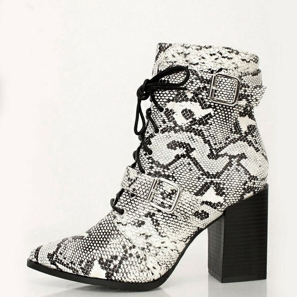 Wild Diva | Shoes | Newpython Combat Ankle Booties Boots Chunky Heel ...